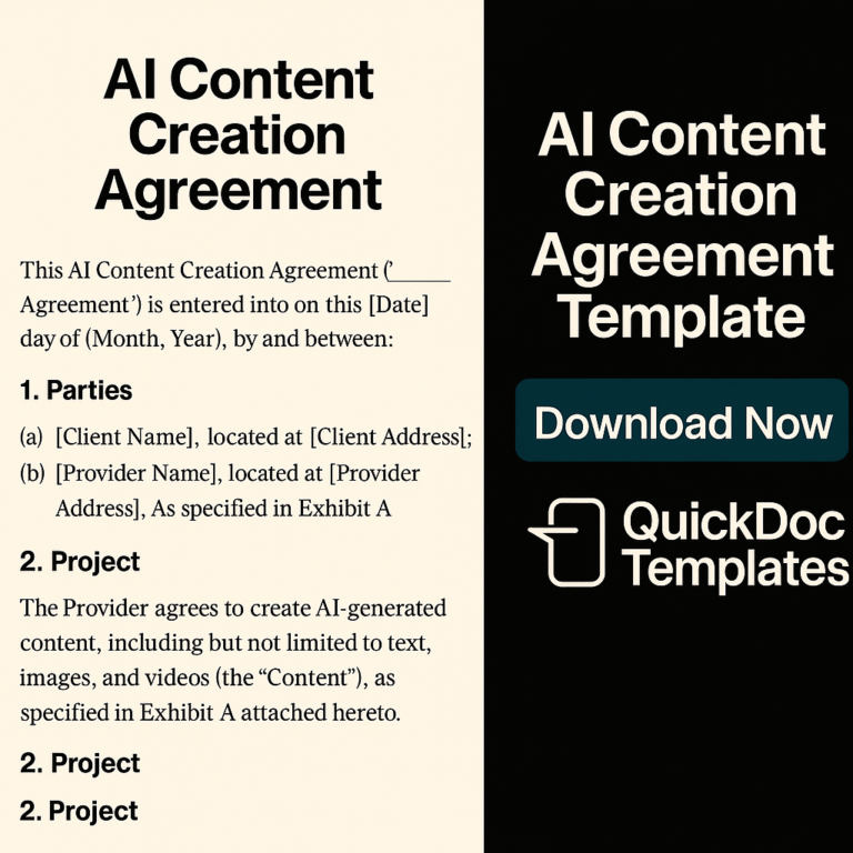 AI Content Creation Agreement Template – Editable Contract for AI ...
