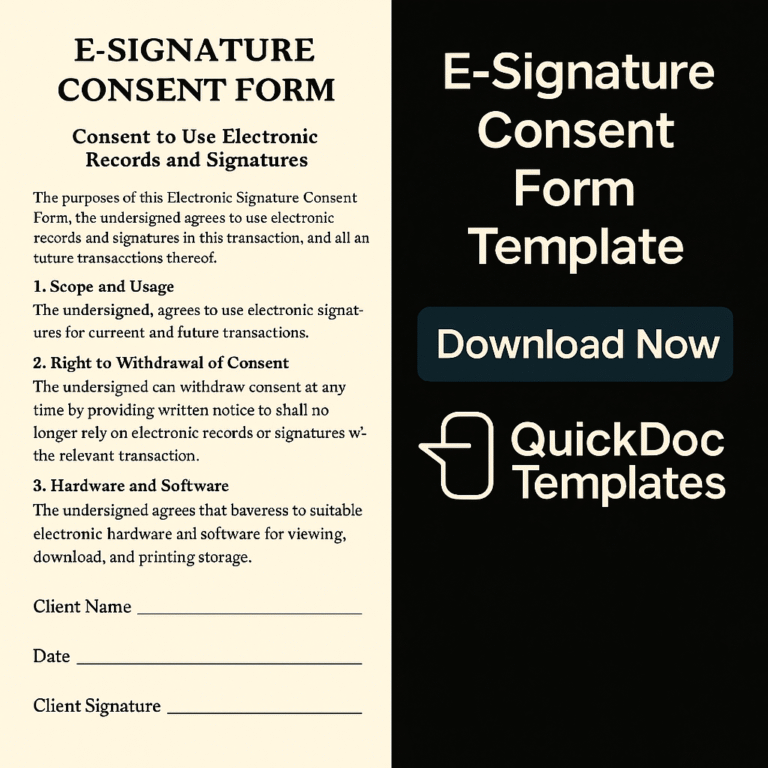 E-Signature Consent Form Template – Editable Authorization for Using ...
