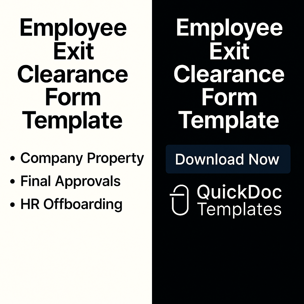 Employee Exit Clearance Form Template – Editable Form to Manage Company Property Returns and ...